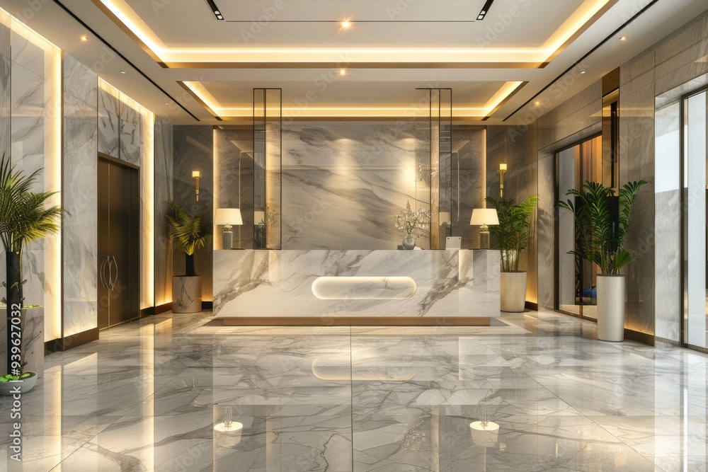Modern reception lobby area and interior design of luxury hotel Stock ...