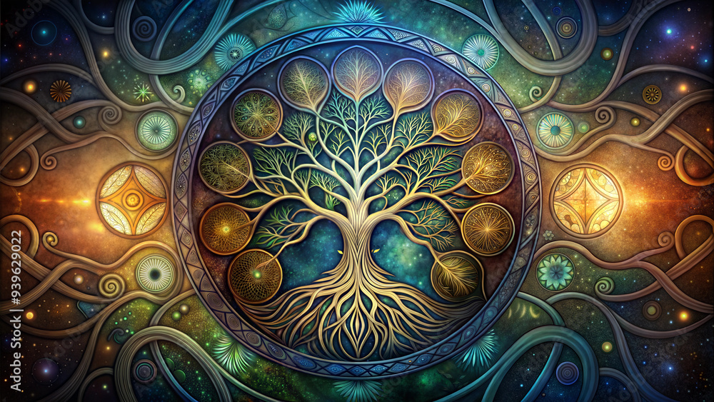 Illustration of the Ancient Pagan Symbol "Tree of Life" as a ...