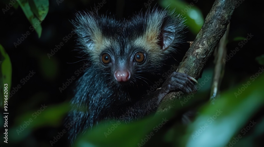 4K Realistic Aye-aye using long middle finger to fish for grubs ...