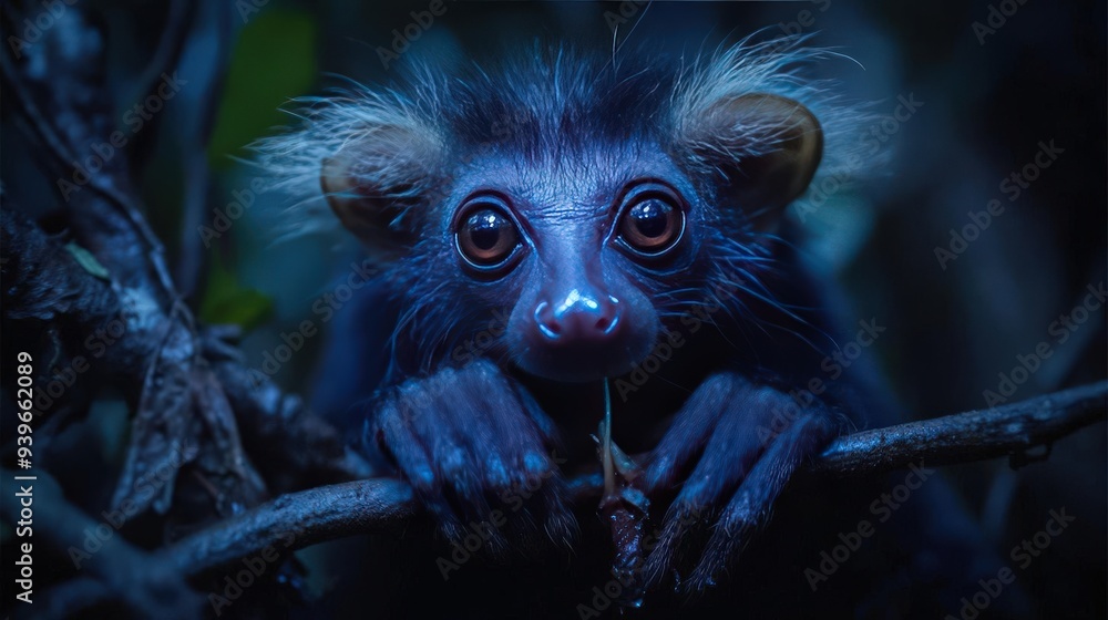 4K Realistic Aye-aye using long middle finger to fish for grubs ...