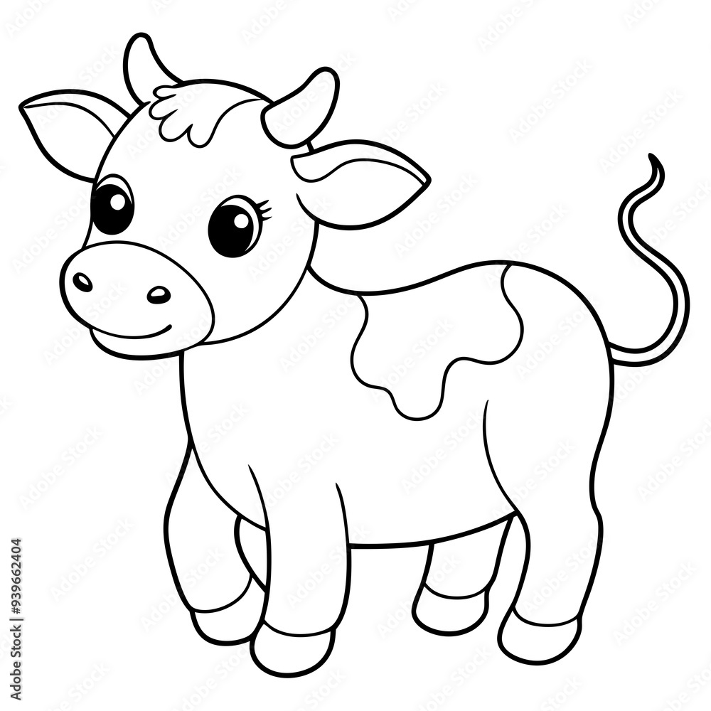cow coloring page, cow outline, cow illustration, cartoon cow, kids ...