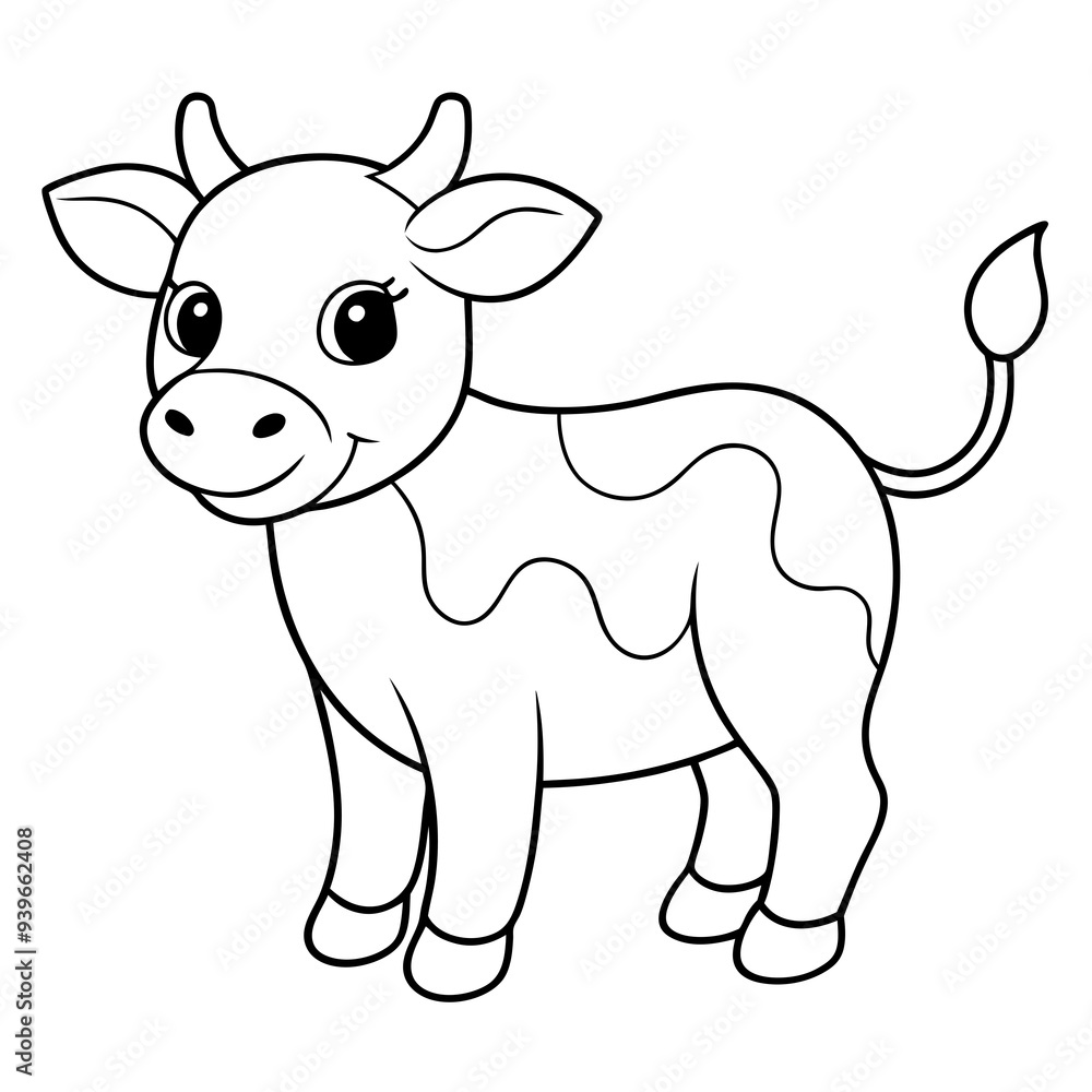 cow coloring page, cow outline, cow illustration, cartoon cow, kids ...