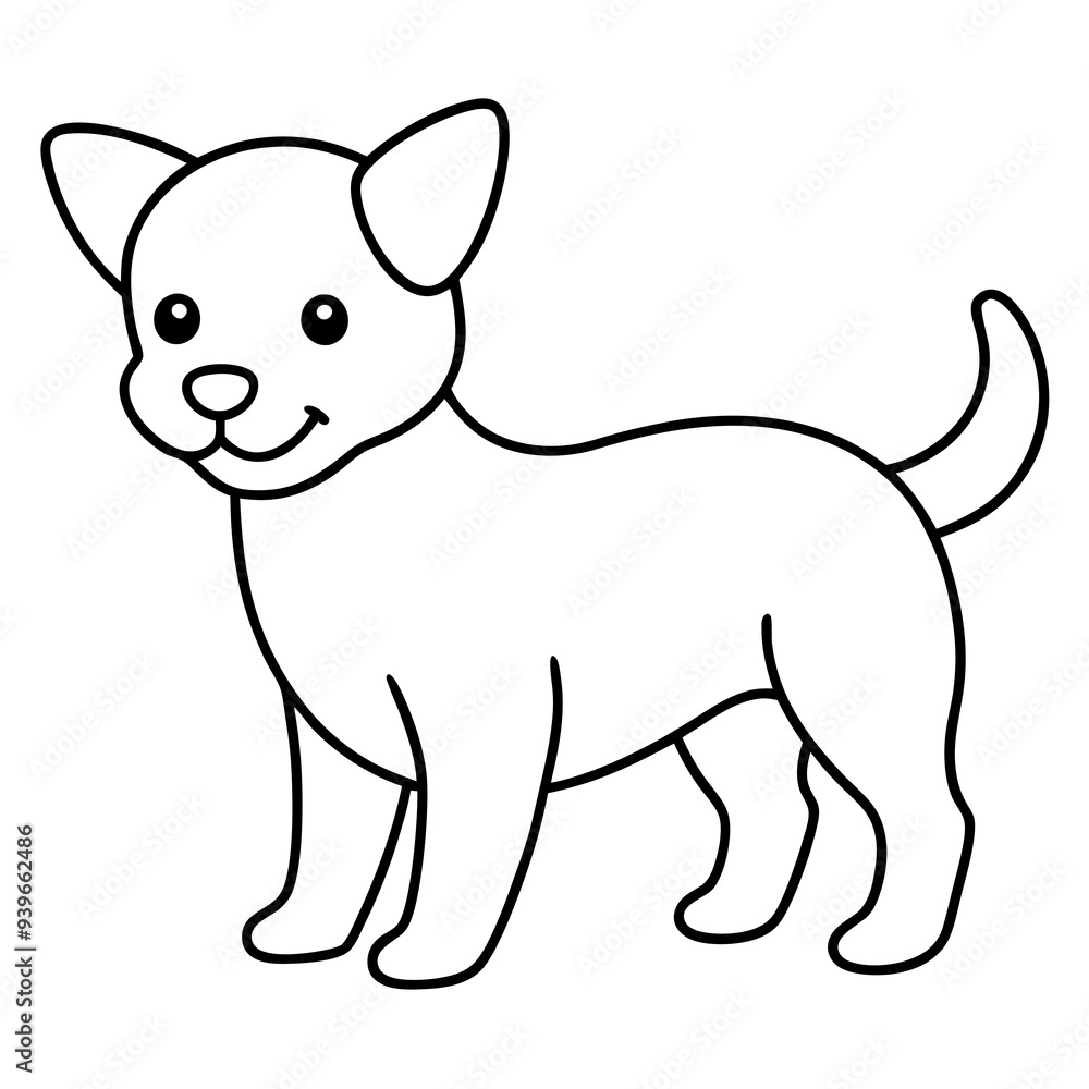 dog coloring page, dog outline, dog illustration, cartoon dog, kids ...