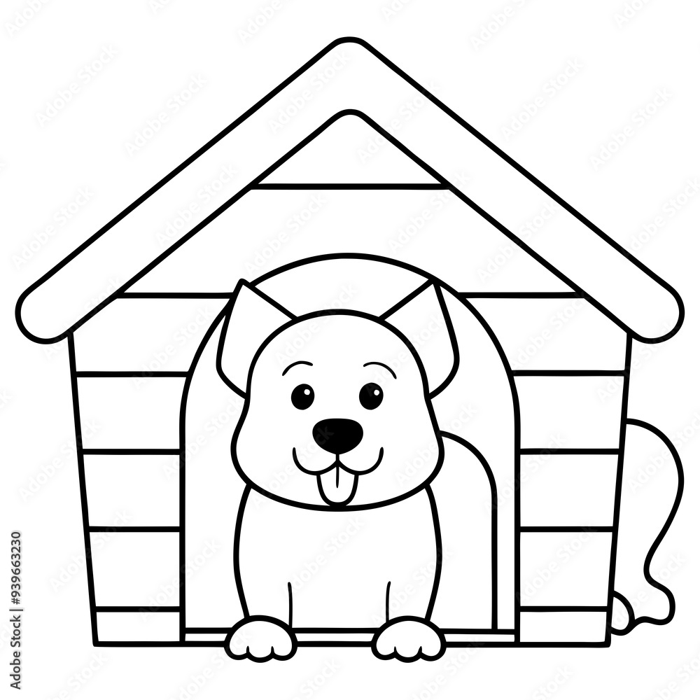 dog house coloring page, dog house outline, dog house illustration ...