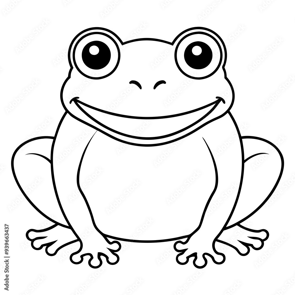 frog coloring page, frog outline, frog illustration, cartoon frog, kids ...
