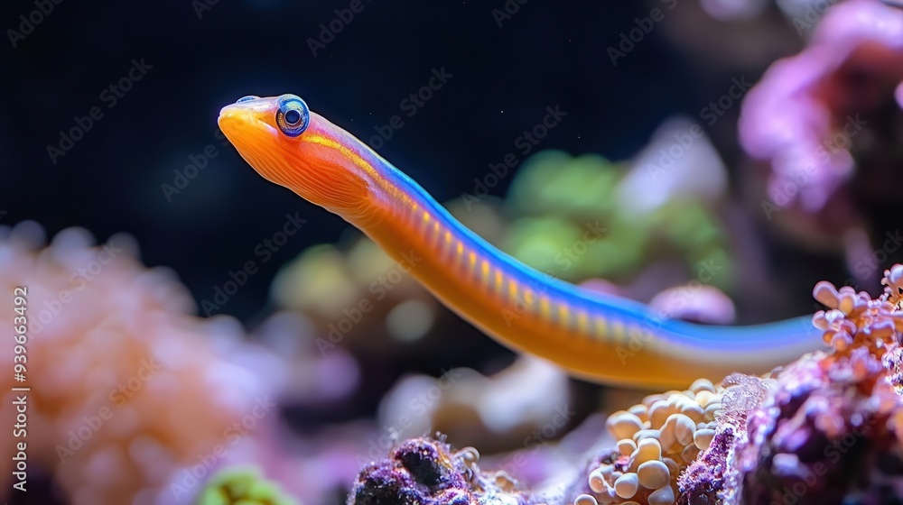 4K Realistic Ribbon eel changing colors as it matures, coral reef ...