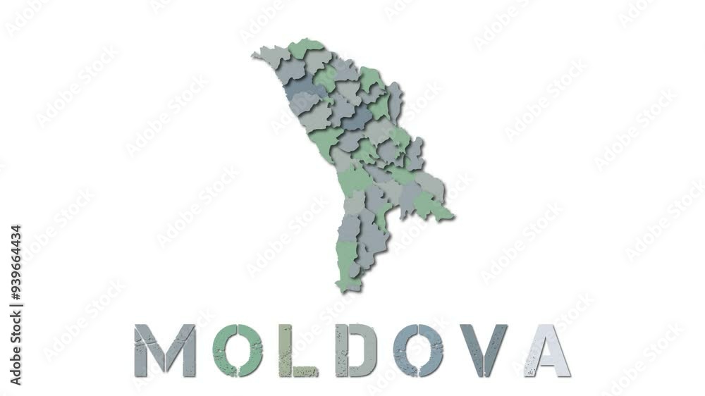 Moldova map with paper regions. Animated country map growing from ...