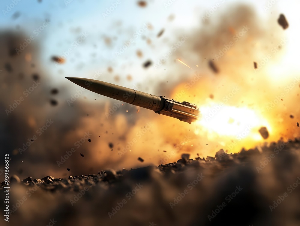 Antitank missile striking a fortified bunker, Ground Warfare ...