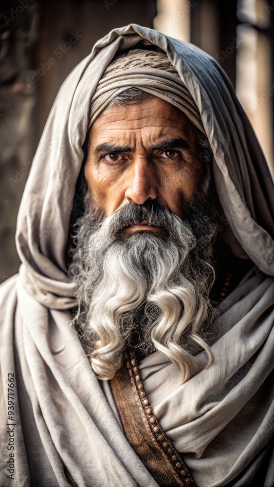 Abraham, the faithful patriarch, shown in traditional attire ...
