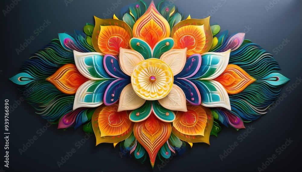 ภาพประกอบสต็อก Individual Elements of Rangoli Designs Like Flower ...