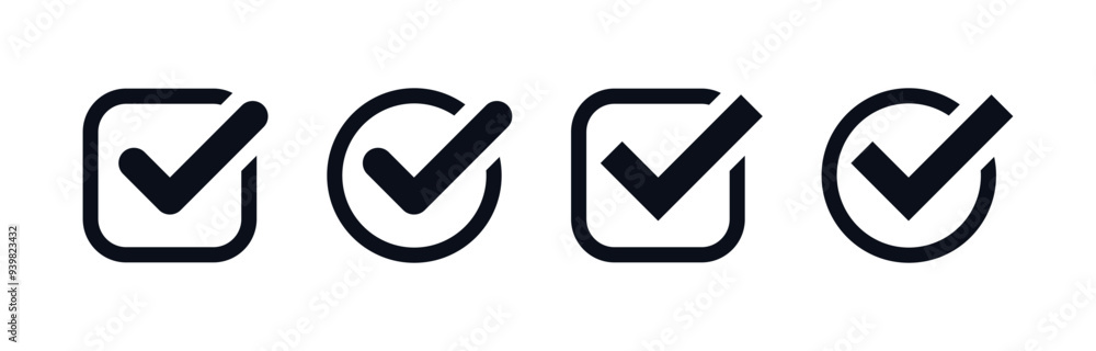 check mark icon button set. check box icon with right or correct ...