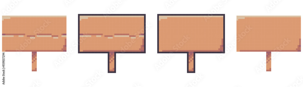 Wooden signs pixel art set. Wooden Signboards collection. 8 bit sprite ...