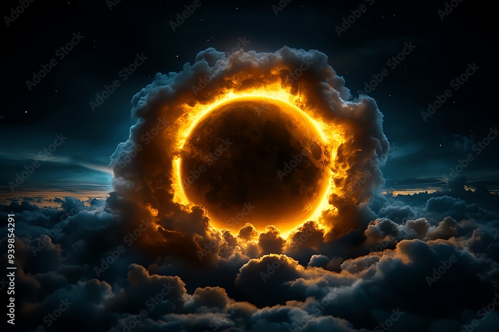 A surreal, dreamlike image of a lunar eclipse with the moon ...