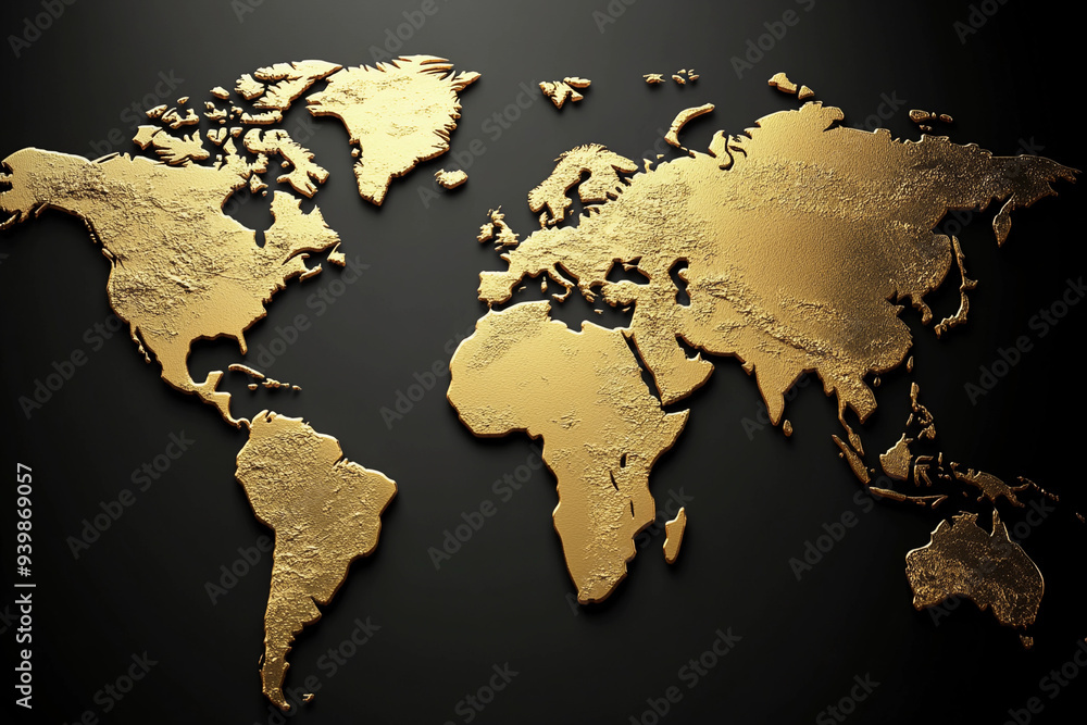 gold world map : golden world map on Black Background, world map ...