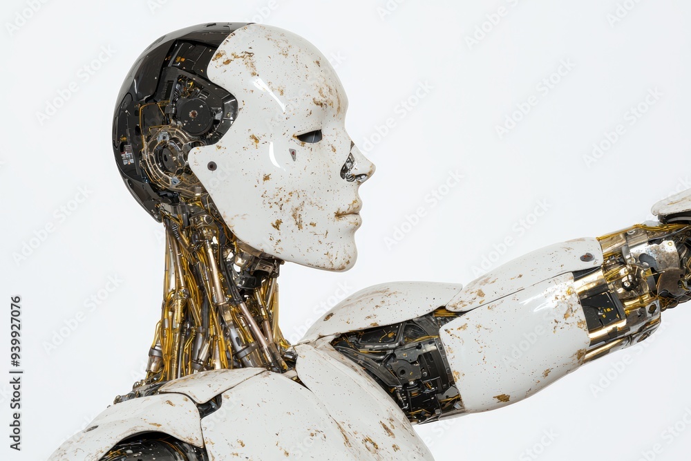Damaged robotic figure with exposed inner mechanisms Stock Illustration ... Damaged robotic figure with exposed inner mechanisms Stock Illustration ...
