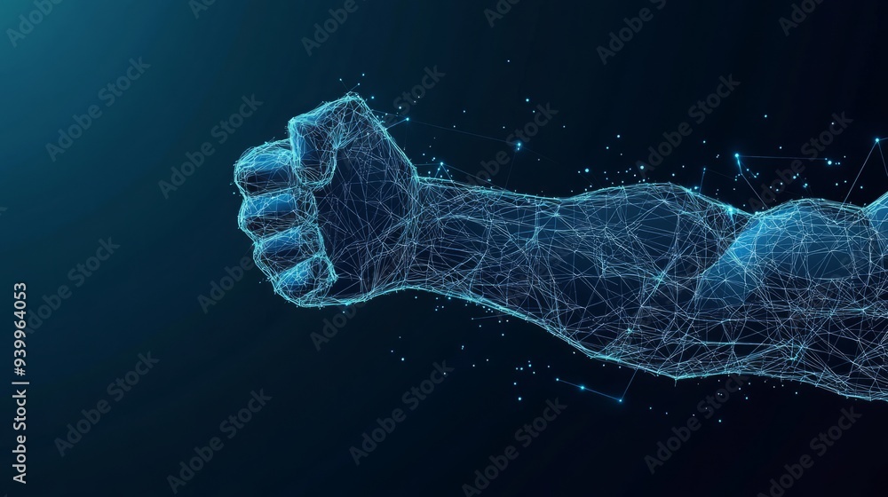 Human power low poly wireframe banner template. Polygonal physical ...