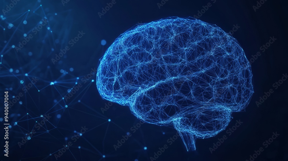 Human Brain. Best idea concept. With dark blue background. Low poly ...