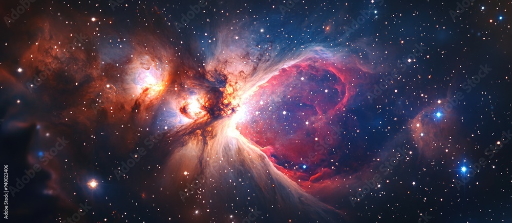 3D cartoon depiction of the Orion Nebula M42 featuring galaxy open ...