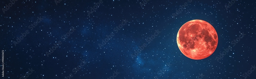 Cartoon style 3D rendering of a blood moon in the night sky Stock ...