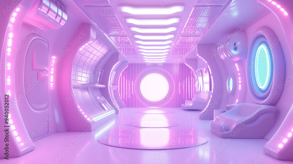 3d Retro futuristic fantasy landscape, world, travel. Acid rave concept ...