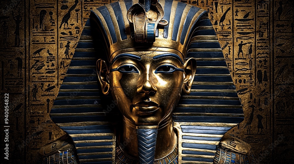 The Golden Pharaoh: A close-up of the iconic golden mask of Tutankhamun ...