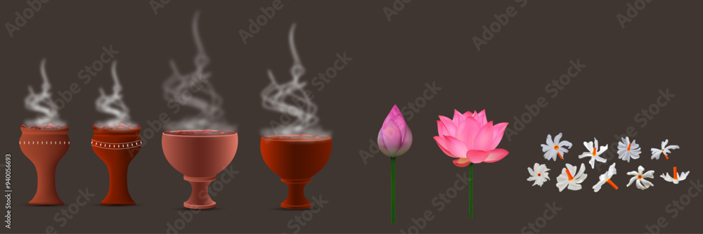 Durga Puja, Sale, for the. Design Material, Lotus Flower, Shiuli Flower ...