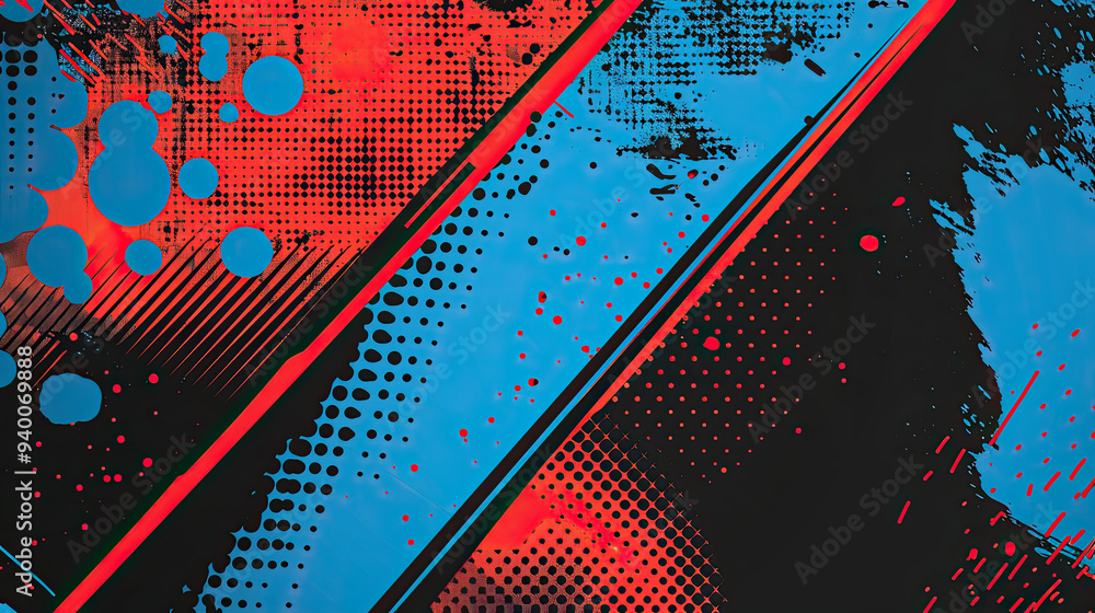 Vibrant comic background featuring a diagonal split between red and ...