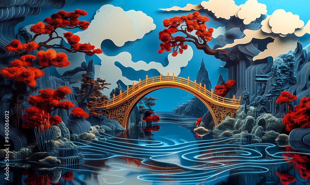 3D antique style, paper-cut craft, mind map, surrealism, an ultra-thin ...