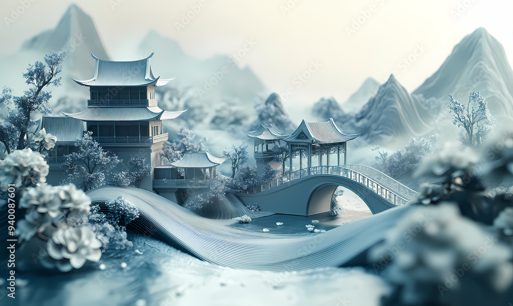 3D antique style, paper-cut craft, mind map, surrealism, an ultra-thin ...