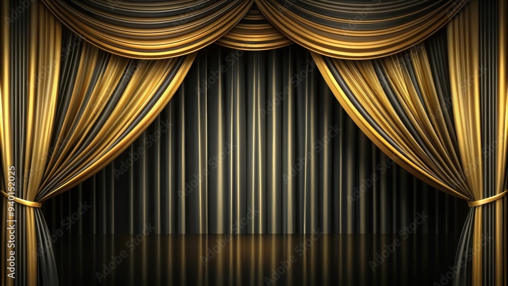 Elegant black and gold curtain background , luxury, opulent, decor ...