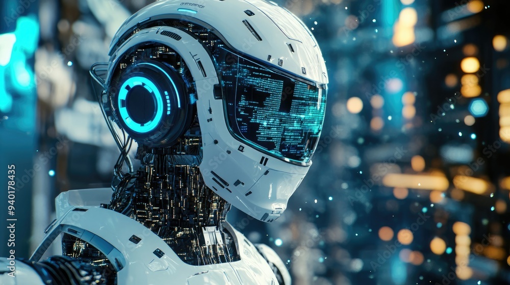 Robotic ai,chat bot.futuristic technology or machine learning data ...