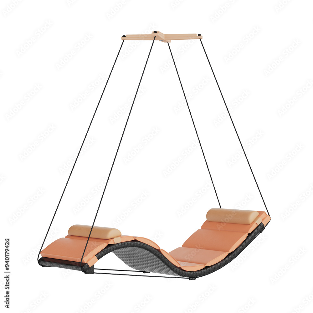 Relax Room Swing Float Chair Hammock Hanged on a Ropes. 3d Rendering ...