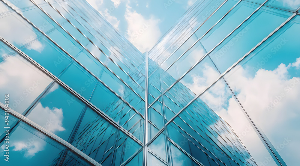 "Sleek Glass Building with Modern Architecture Reflecting the Sky ...
