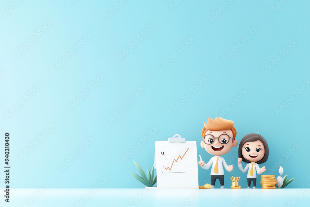 Cartoon characters representing a positive business environment with a ...