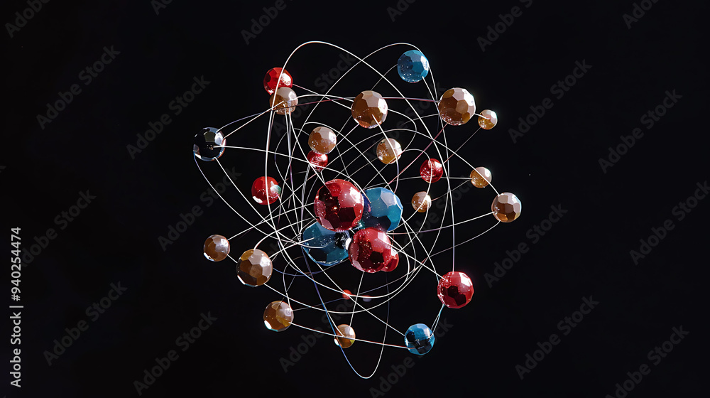 Detailed representation of atomic structures with visible quarks ...