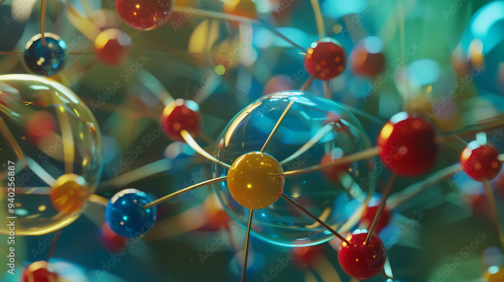 Detailed representation of atomic structures with visible quarks ...
