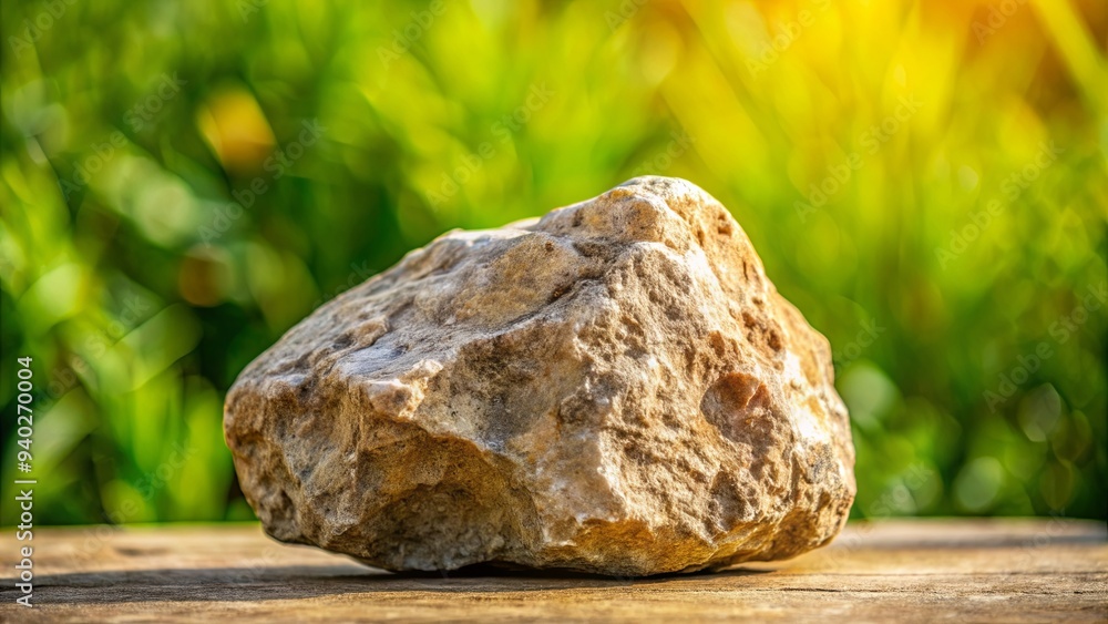 Stone rock object with rough texture isolated on a natural background ...