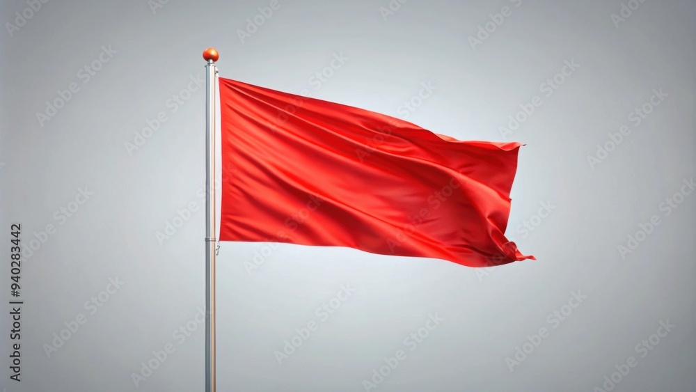 Waving red flag on pole isolated on background , waving, red, flag ...