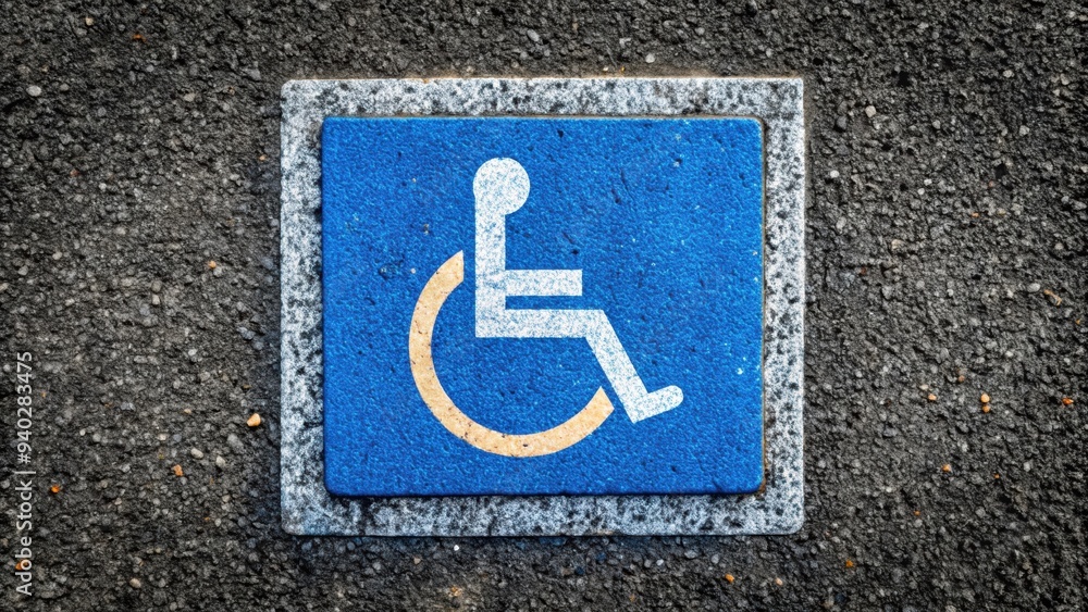 Disabled parking bay road sign on asphalt background, disabled, parking ...