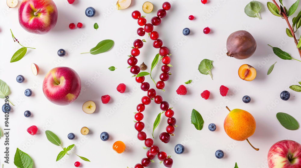 DNA Strand Composed of Fruits and Berries Representing Nutritional ...