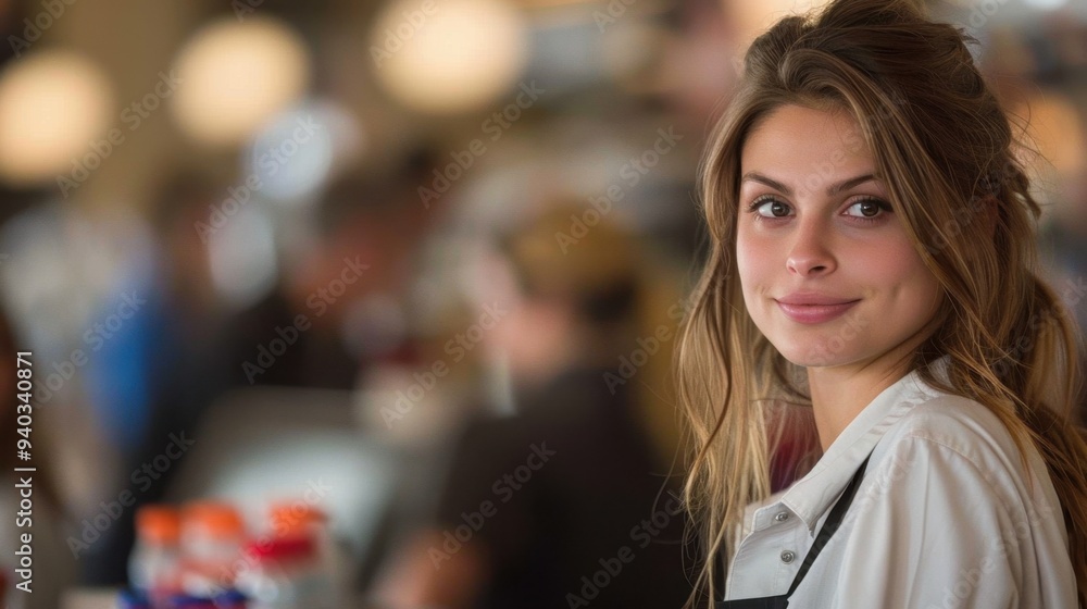 Register Attendant: Wearing a store uniform and name tag, the cashier ...