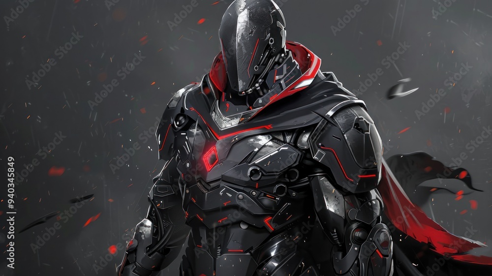 Cyborg assassin with advanced technology armor in cyberpunk style, AI ...