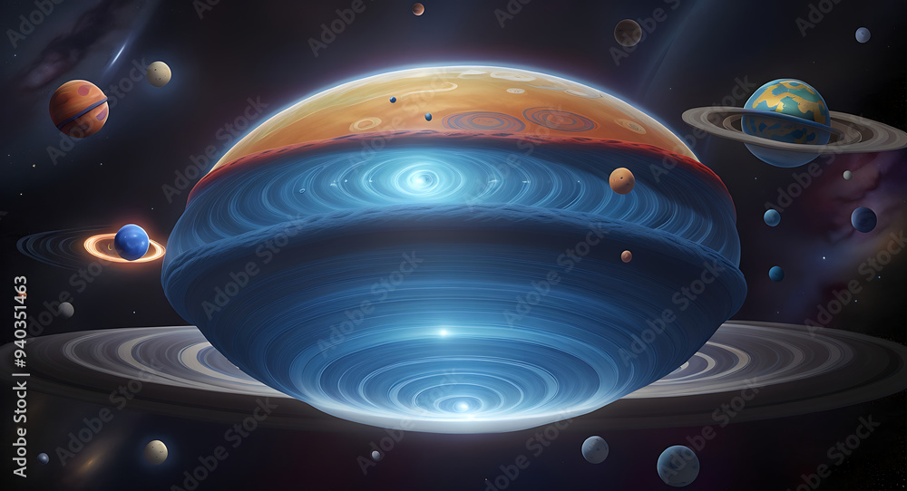 A conceptual illustration of "gravity as a fabric," showing the bending ...