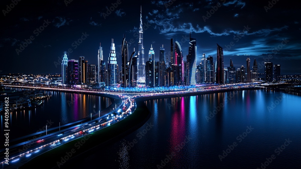 A 3D UAE national day celebration with soft lighting on the right ...