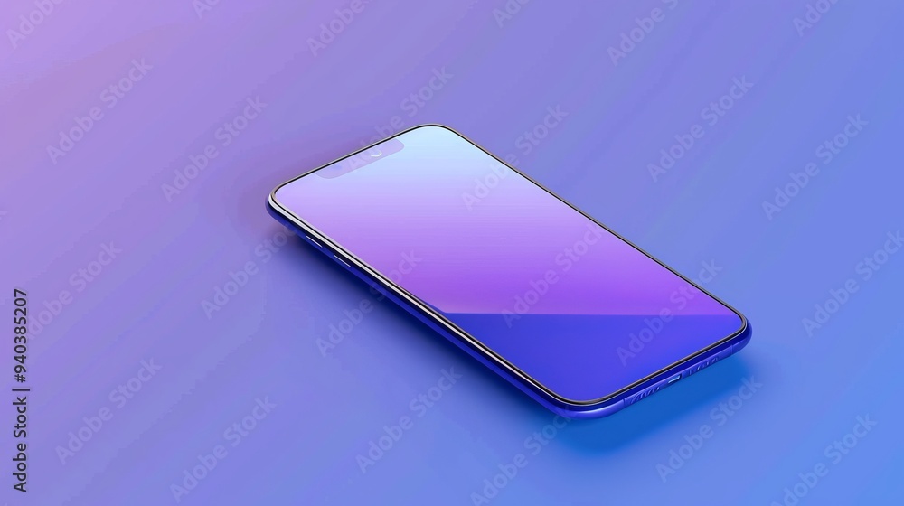 Realistic 3d smartphone mockup in isometric view with blank screen for ...