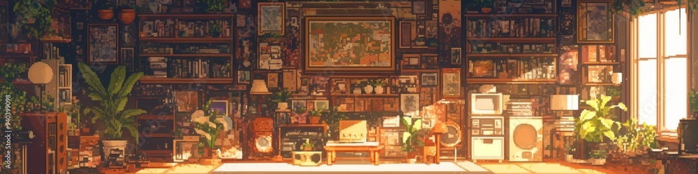 Retro Pixel Art Living Room: Cozy Lo-Fi Study Space with 80s Aesthetic ...