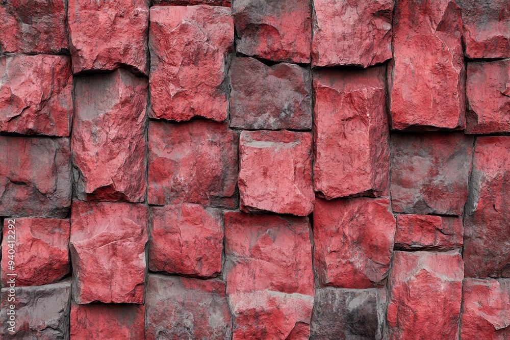 Processed collage of obsolete red brock masonry wall texture ...