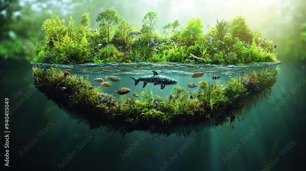 Ecosystem Balance - Food Chain with Predators, Prey, a Habitat, a ...