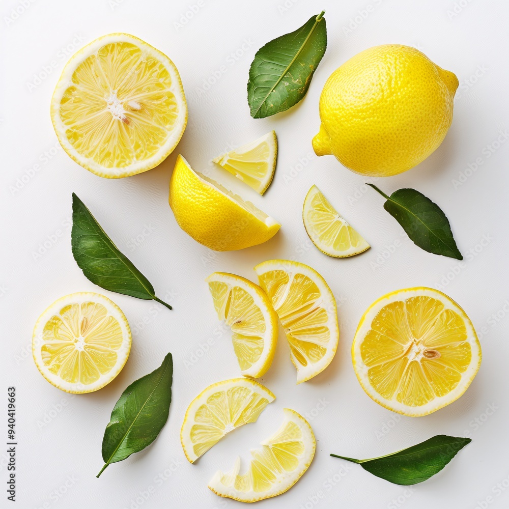 3. Sliced lemon pieces, whole lemons, lemon wedges, bright yellow ...