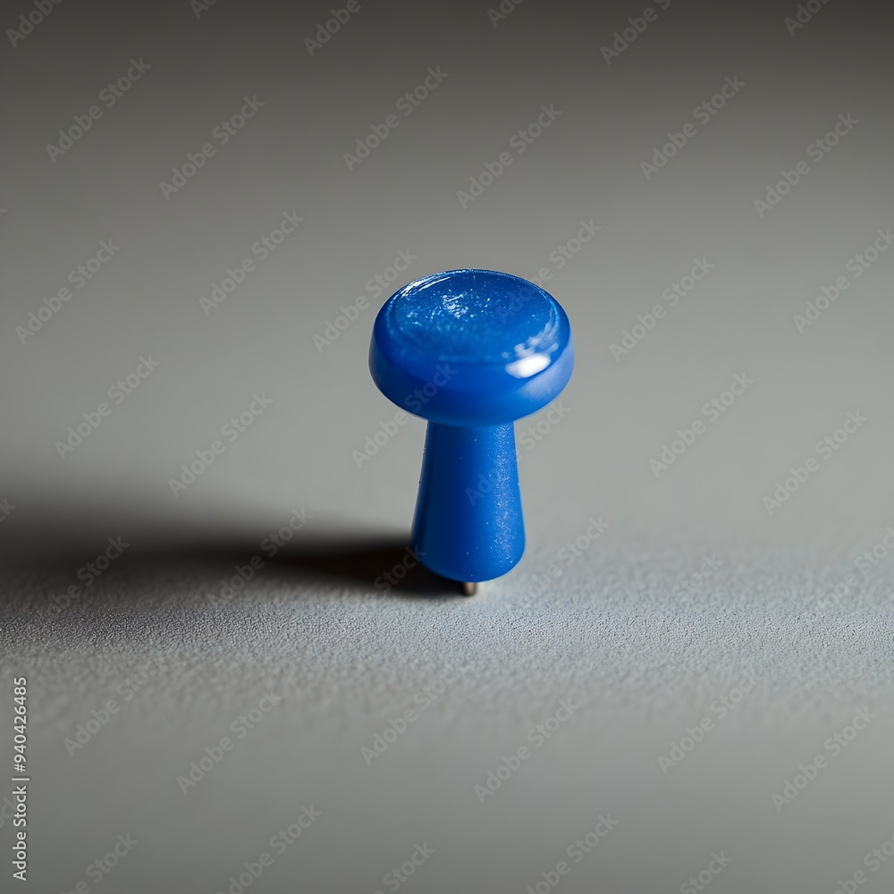 A single blue push pin or thumbtack placed at the center of an empty ...